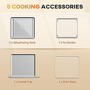 HOMCOM Air Fryer Toaster Oven, 21QT 8-In-1 Convection Oven Countertop, Broil, Toast, Dehydrator, Thaw and Air Fry, Accessories Included, 1800W, Stainless Steel Finish