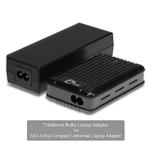 SIIG (AC-PW1112-S1) Ultra-Compact Universal Laptop Power Adapter -65W for Samsung Sony Dell HP Lenovo IBM Acer Gateway Acer Fujitsu Toshiba Liteon Delta Compaq , Black