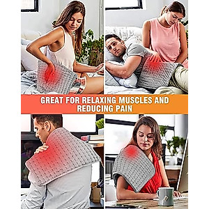 Electric Heating Pad (12 × 24"), Heating Pad for Back Pain Relief & Cramps, Auto Shut Off Heating Pad for Neck Shoulders Stomach Knees Legs with Heat Settings, Heat Pad Gift for Women Mom Girlfriend