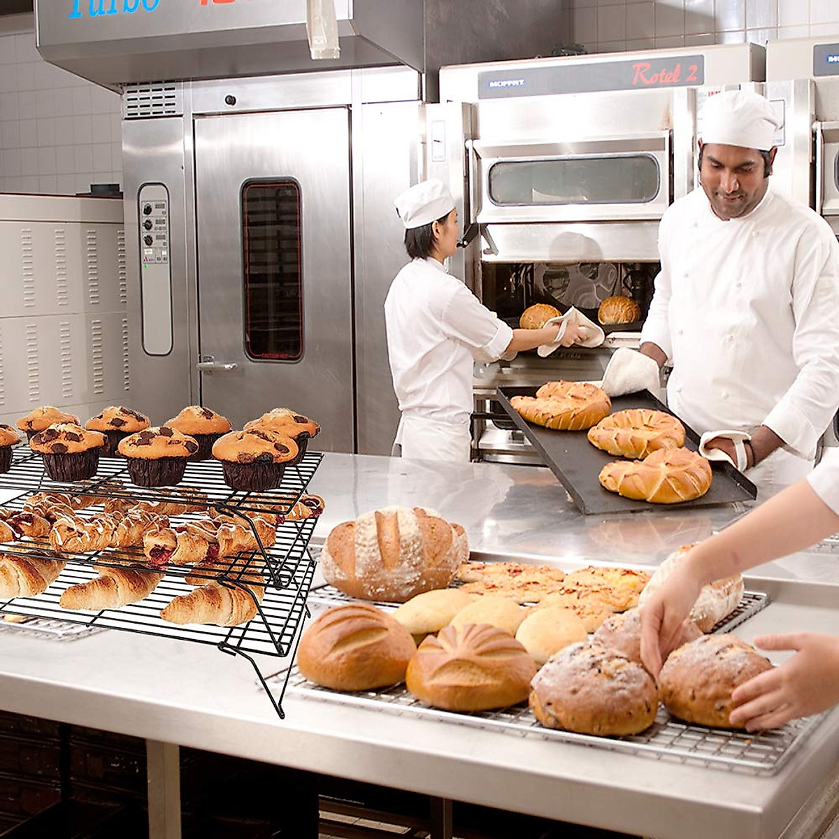 Tier Cooling Rack, Stackable Baking Rack Shelf, Kitchen Cookie Cooling Rack Baking Supplies for Bread Cake Biscuits and More (3-Tier Cooling Racks)