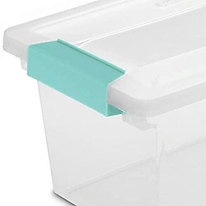 Sterilite Plastic Medium Clip Stacking Storage Box Container with Latching Lid for Home, Office, Workspace, and Utility Space Organization, 8 Pack