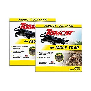 Tomcat Mole Trap, Innovative and Effective Mole Remover Trap Kills Without Drawing Blood, Reusable and Hands-Free, 2 Traps