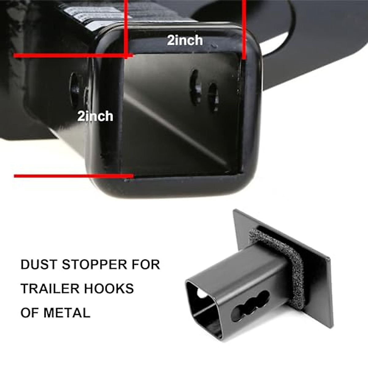 ZBGUN 2 PCS American Flag Car Tow Hook Dust Plug, 2In Heavy Metal Anti-theft Trailer Hitch Lock with 2 Keys, Universal Durable Square Truck Trailer Receiver Protective Accessories for Car SUV (Silver)