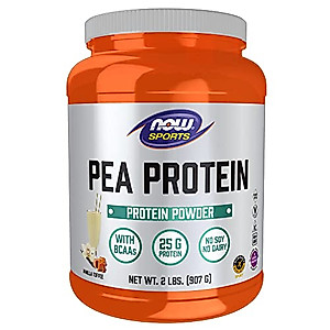 NOW Sports Nutrition, Pea Protein 25 g With BCAAs, Easily Digested, Vanilla Toffee Powder, 2-Pound