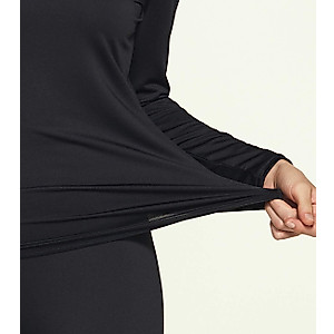 ATHLIO Women's Winter Thermal Underwear Long Johns Set, Top & Bottom for Cold Weather, Warm Base Layer, Comfort Fit Set Jet Black, Large