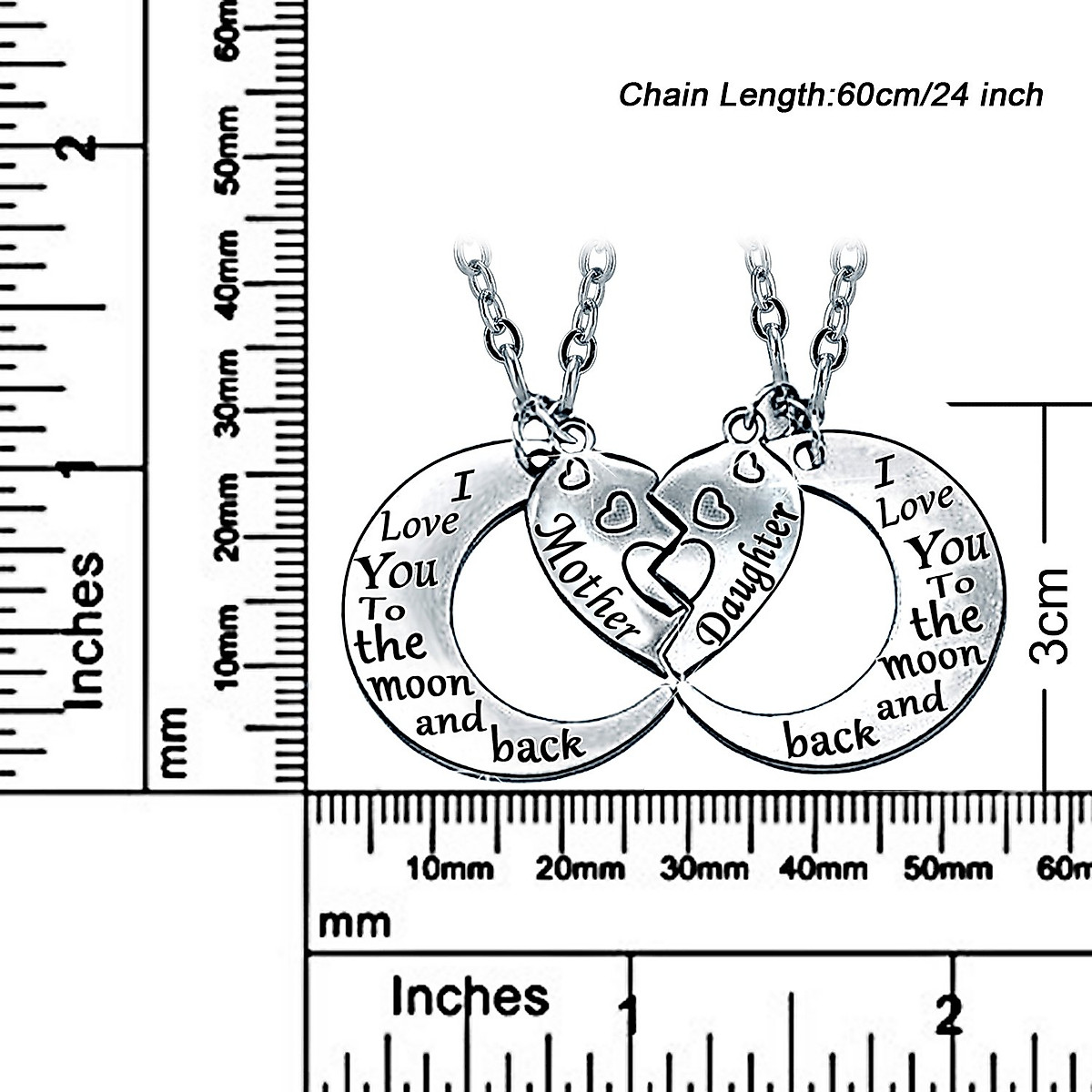 YOUFENG Gifts for Mom I Love You to the Moon and Back Mother Daughter Necklaces Pendant 2pc set Mothers Day Gifts (Mom daughter necklace set)