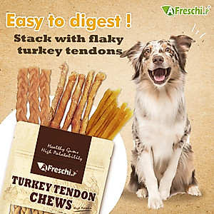 Afreschi Turkey Tendon for Dogs, Dog Treats for Classic Series, All Natural Human Grade Dog Treat, Suitable for Training chew, Ingredient Sourced from USA, Rawhide Alternative, Flake