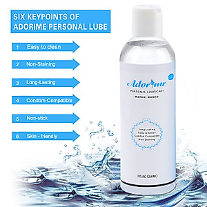 Water-Based Condom-Compatible Sex Lubricant, Adorime Long-Lasting Personal Anal Lube for Women Vagina Dryness Men Adult Toys 8 oz