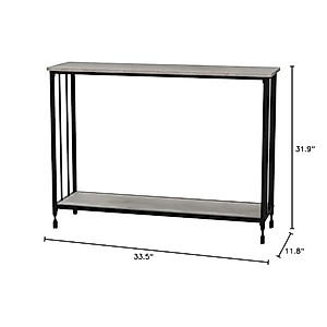 IDEALHOUSE Console Table, Sofa Tables Narrow Entryway Table with Glass Shelf and Metal Frame, 41.5" Behind Couch Table Industrial Hallway Table for Living Room, Foyer, Bedroom, Rustic Grey