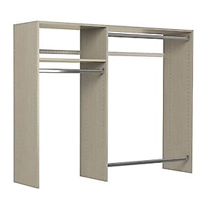 Easy Track Hanging Closet Kit Wardrobe Storage Clothing Organizer Rod Rack System for Bedroom, Weathered Grey