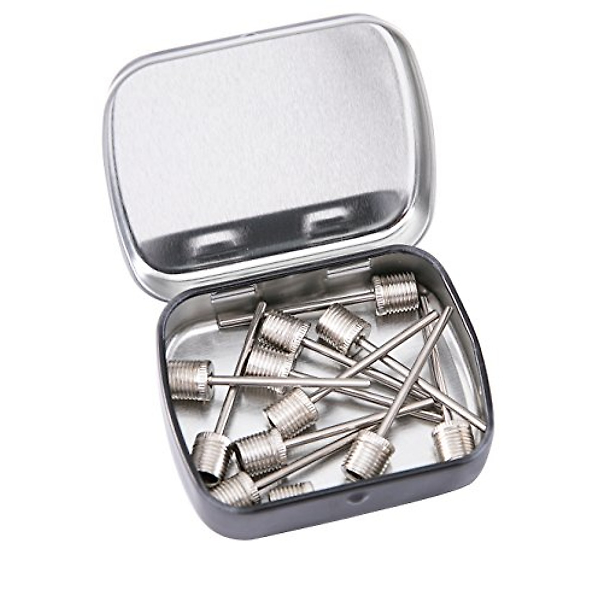 Mini Skater Stainless Steel Ball Pump Pins Inflation Needles with Tin Box Replacement for Basketball Football Rugby Soccer Volleyball Bike Electric or Hand Pump, 12Pcs