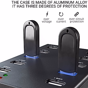 BrovSS: 10 Ports USB 2.0 Powered Hub - USB Extension Splitter with 12V 5A 60W Power Adapter. Connect up to 10 Electronics and USB peripherals. (Black)