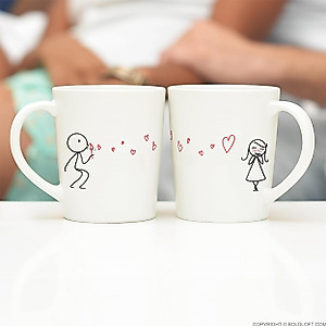 BoldLoft From My Heart to Yours His and Hers Matching Couple Coffee Mugs Set -Couples Gifts Valentines Day Anniversary Wedding Engagement Gifts for Wife Girlfriend Gifts Romantic Gifts for Her