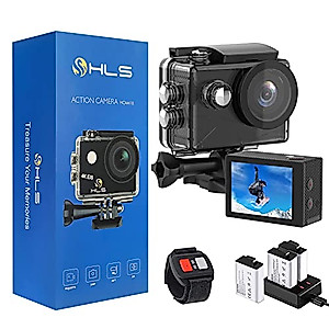HLS Waterproof Action Camera 4K Stabilization with 3 Batteries 1350mAh for Video,4K WiFi Remote Underwater Cameras with Wide Angle Lens HD,Sports Action Video Cameras with Accessories Mount Kit