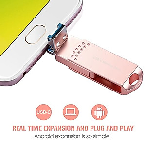 USB Flash Drive 1TB USB C Thumb Drive Phone Photo Stick 3in1 USB 3.1 Memory Stick External Storage Richwell for Android Devices,Computers and MacBook USB C-1TB AZ Pink