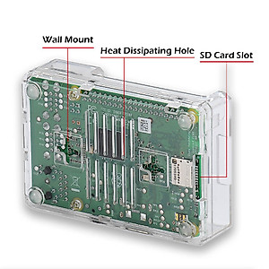 Raspberry Pi 3 b+ Case, iUniker Raspberry Pi 3 Model B+ Transparent Case with Raspberry Pi Heatsink for Raspberry Pi 3B+, 3B - Access to all ports (Clear)