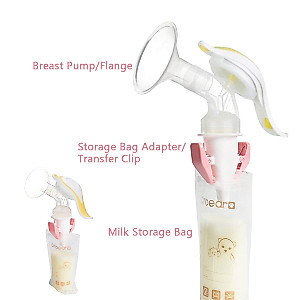 Breastmilk Storage Bag Adapters for Medela Harmony Pump, with Universal Extended Tube to Pump into All Breastmilk Storage Bags, BPA Free Material, 2 Pack