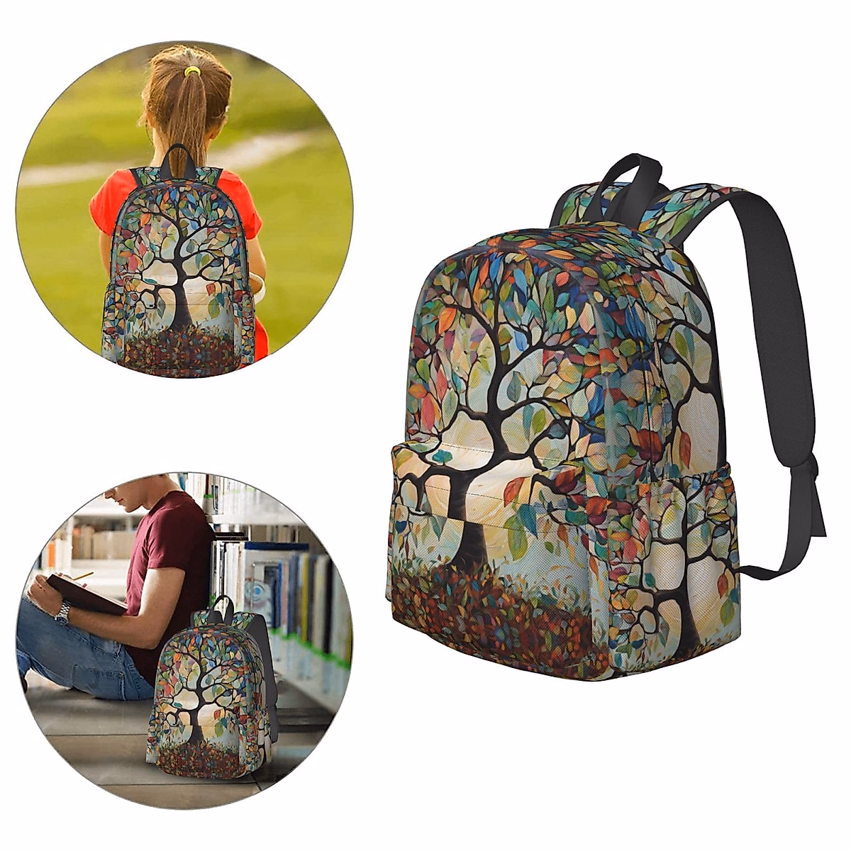 FeHuew 16 inch backpack Vintage Tree of Life Laptop Backpack Full Print School Bookbag Shoulder Bag for Travel Daypack