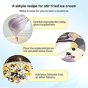 Kolice Commercial ETL UL NSF fry ice cream rolled machine, fried ice cream machine, roll ice cream machine, snack food equipment-22" single round pan, auto defrost, smart AI temperature controller