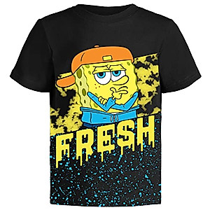Nickelodeon Spongebob Square Pants Shirts for Boys (3-Pack) KidsGraphic Tshirt for Toddler & Up - 10 Wh/Bk/YEL SS