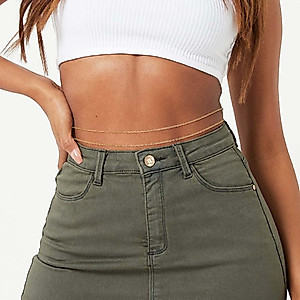 Wriidy Shiny Waist Chain Gold Layered Belly Chain Beach Body Jewelry Accessories for Women and Girls (Gold-fit for 27-31 inch waist)