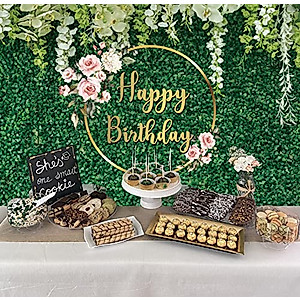 Greenery Happy Birthday Backdrop for Women Girls Flower Green Grass Backdrop Wall for Party Birthday Background Photography for Photoshoot Banner Decoration 7x5ft