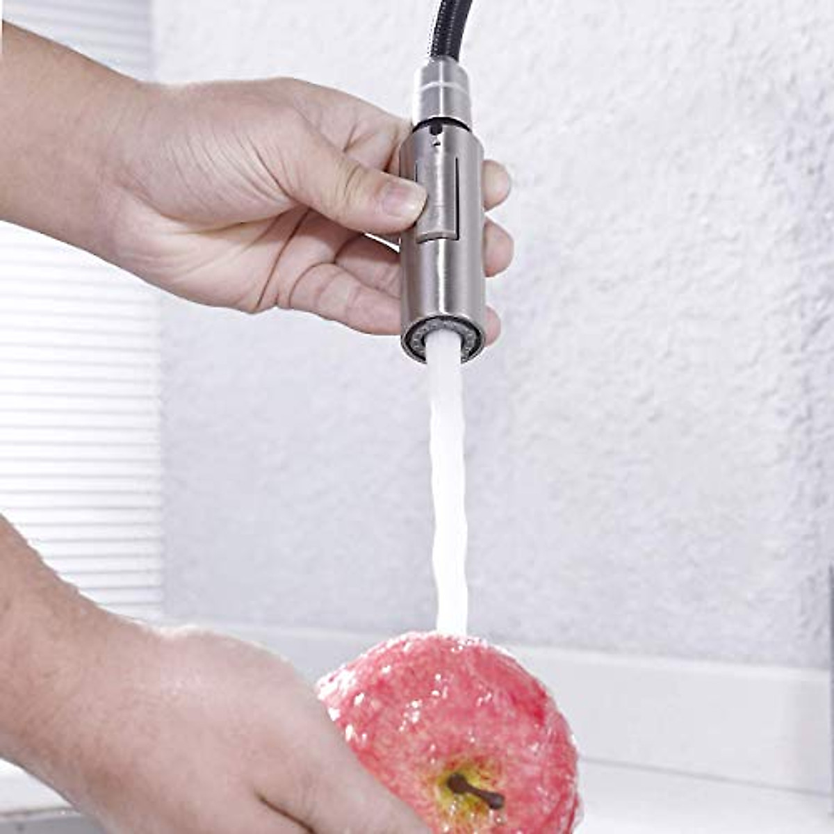 7Trees Universal Replacement Part Bathroom Kitchen Faucet Pull-Out Spray Head Water Nozzle (Brushed Nickel)