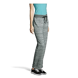 Hanes Women's French Terry Pant, Black Space Dye, Small