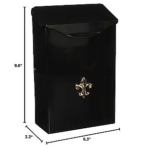 Gibraltar Mailboxes Classic Small Capacity Galvanized Steel Black, Wall-Mount Mailbox, BW110000
