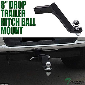 Universal 8" Drop Rear Bumper Trailer Tow Hitch Loaded Ball Mount with Pin & Clip Kit for 2" x 2" Towing Receiver Tube