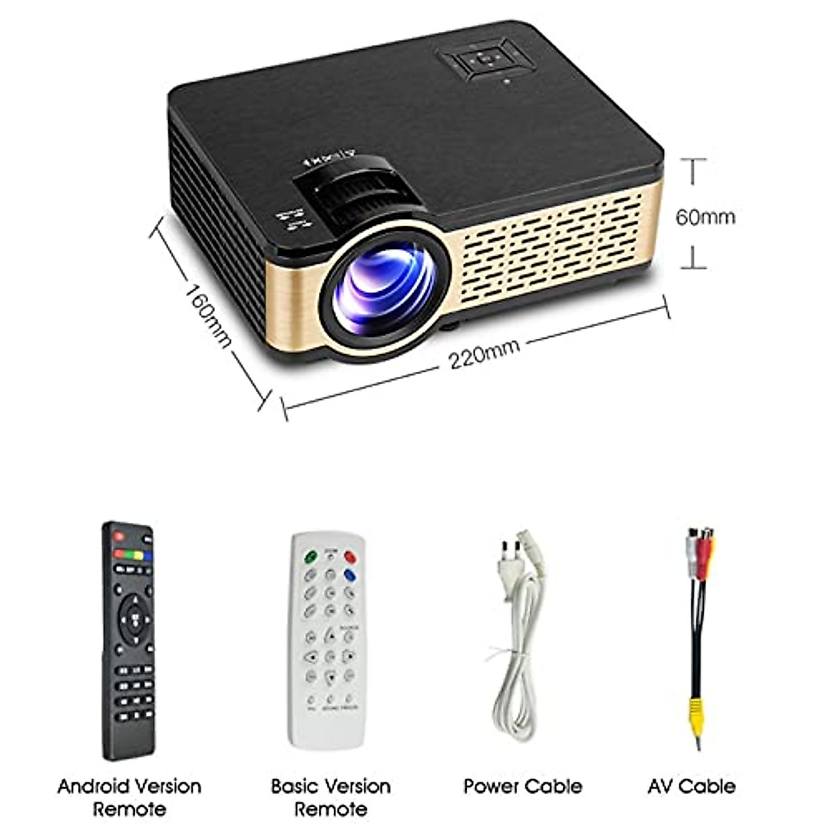 FZZDP Projector 4000 Lumens Portable Home Theater Cinema Support 1080p with Gift ( Color : WiFi Version )