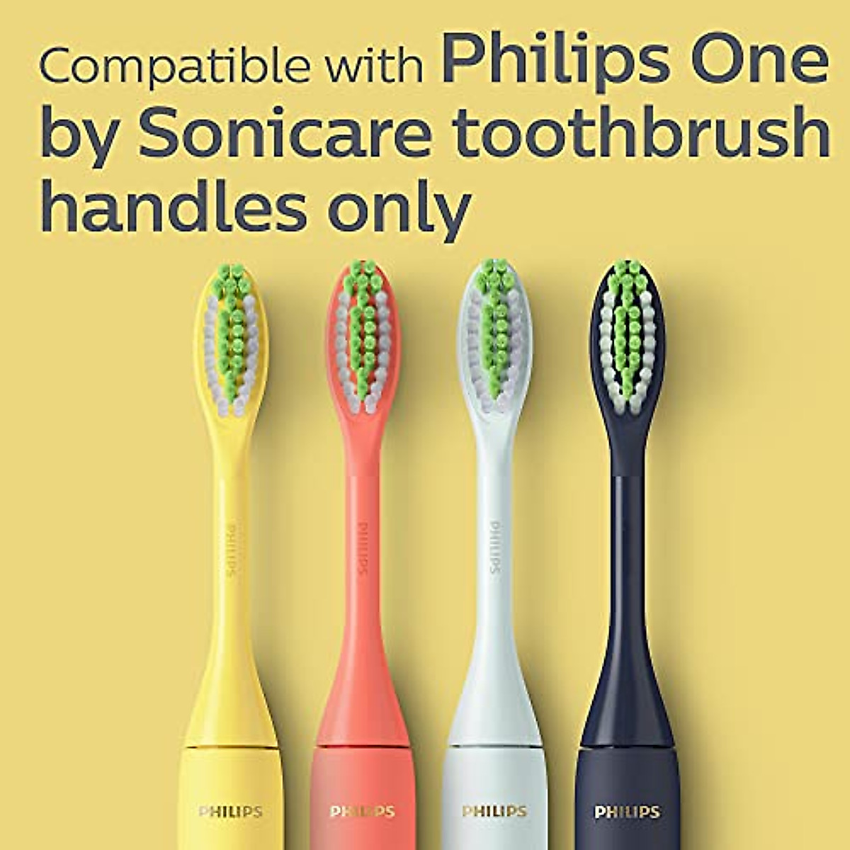 Philips One by Sonicare Battery Toothbrush, Mango, HY1100/02 + Philips One by Sonicare 2pk Brush Heads, Mango BH1022/02
