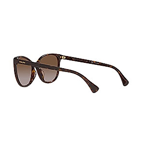 Ralph by Ralph Lauren Women's Ra5282u Universal Fit Cat Eye Sunglasses, Dark Havana/Gradient Brown Polarized, 55 mm