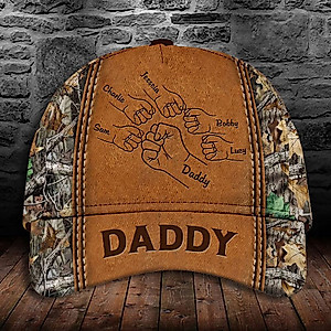 ParaDecor Personalized Dad Cap, Fist Bump Father's Day Family Cap, Custom Dad Cap, Dad Baseball Cap, 3D Baseball Cap Men, Baseball Cap for Dad, Fathers Day Hats for Men, Gift for Dad, Papa, Grandpa