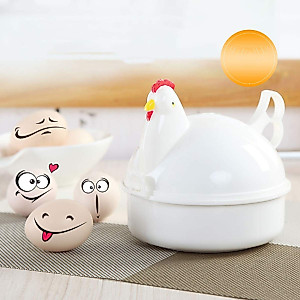 Microwave Egg Boiler, 4 Capacity Egg Poacher, Chicken Shape Egg Cooker, Egg Steamer Maker for Microwave Breakfast