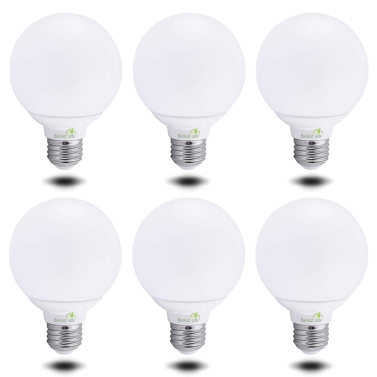 6 Pack Bioluz Dimmable Globe LED G25 Bulbs, 40 Watt Replacement (Uses 6 Watts), Warm White (2700K), 450 Lumens UL Listed - Dimming Light Bulbs for Bathroom, Soft White LED Filament Lights