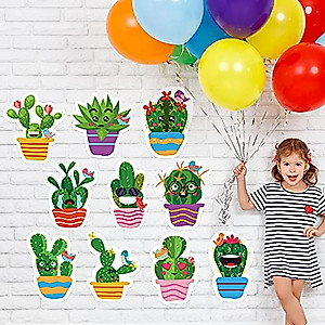 50 Pieces Cactus Cutouts Cactus Theme Bulletin Board Decoration Prickly Cactus Party Cutout Green Cactus Paper-Cut with Glue Point Dot for Fiesta Classroom Bulletin Board Wall Holiday Party Decoration