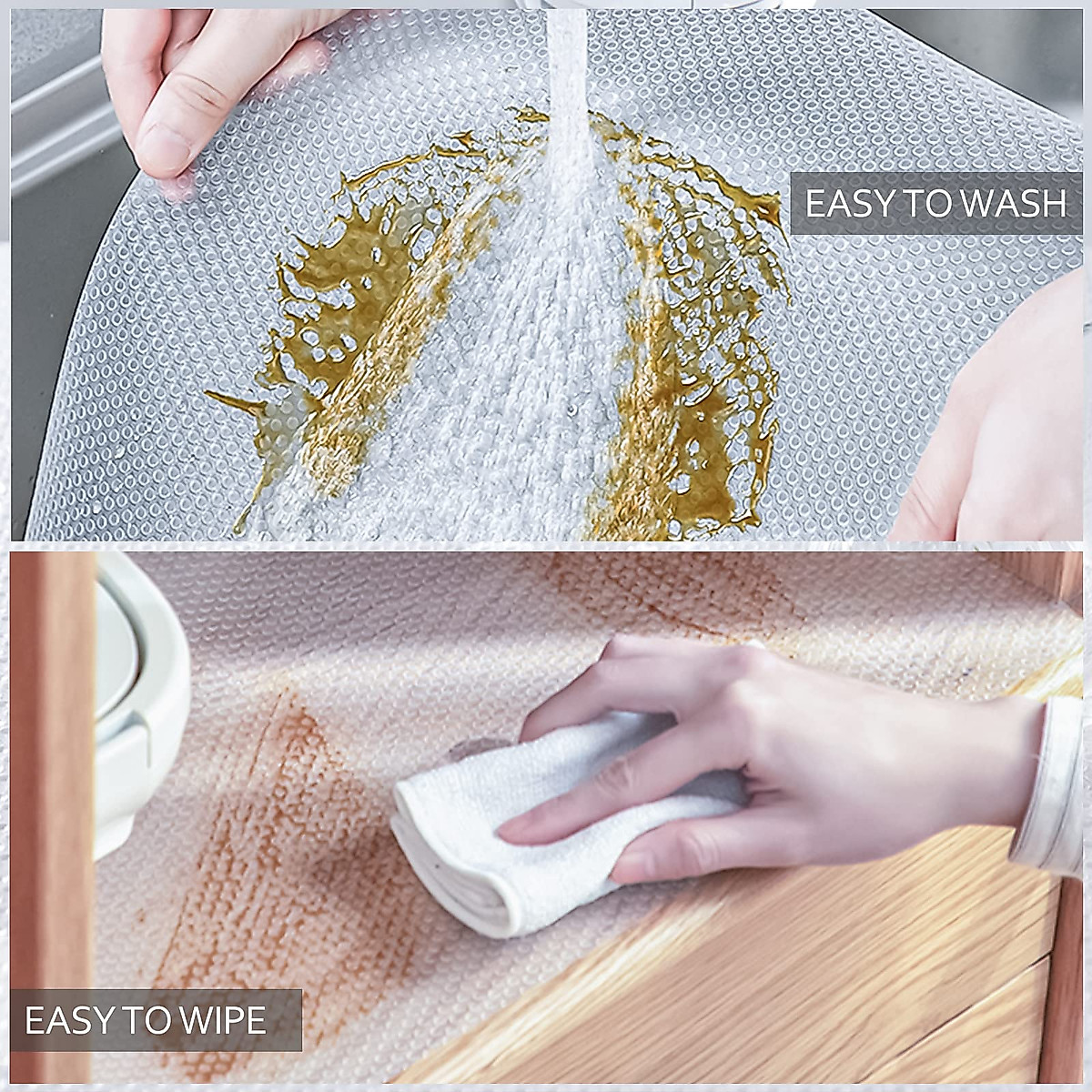 Refrigerator Liners,Drawer and Shelf Liner,Non-Slip Cabinet Liner,Non Adhesive Washable Mats Covers Pads for Kitchen Pantry Shelves Bathroom,Storage, Desks,Shoe Shelves, Under Sink (11.8 in x 16.4 FT)