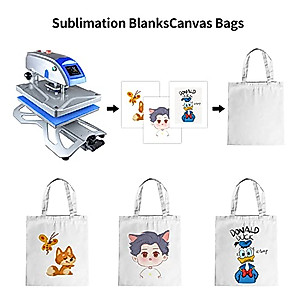 UOhost 8 PCS 100% Polyester Sublimation Blank Canvas Tote Bags with Zipper for Women Kids Gift，Resuable Washable