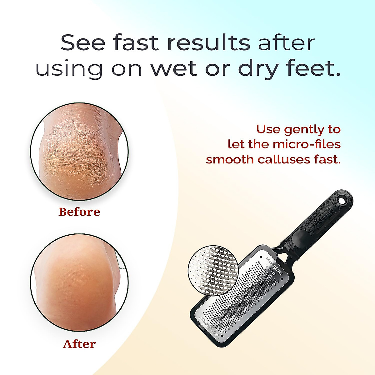 Microplane Colossal Foot File Scraper - The Original Stainless Steel Foot Rasp, Dead Skin/Callus Remover for Feet, Gentle Foot Scrubber, Pedicure Tools for Salon-Quality Foot Care, Black