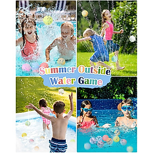 FEBALHS 12pcs Reusable Water Balloons, Summer Outdoor Silicone Pool Beach Water Toys for Kids 4-8-12, Outside Water Bomb Ball Games Refillable Fun Party Gift for Boys and Girls