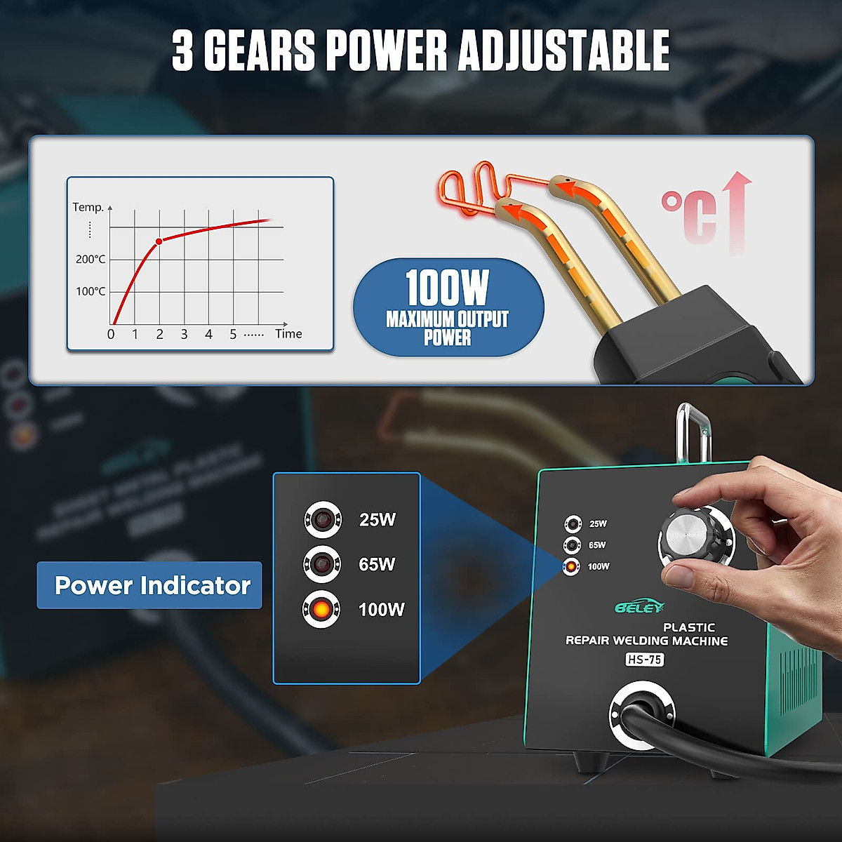 Plastic Welder Kit Hot Stapler - BELEY Adjustable 25W 65W 100W Plastic Repair Welding Machine, 110V Car Bumper Plastic Fixing Tool with 600pcs Staples