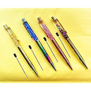 Pen Bling sets Pen Rhinestones Crystal Metal Ballpoint Pens Fine Black Ink Office Supplies(package of 4)