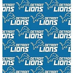Fabric Traditions Lions Blue/White Football Team 100% Cotton Sold by The Yard