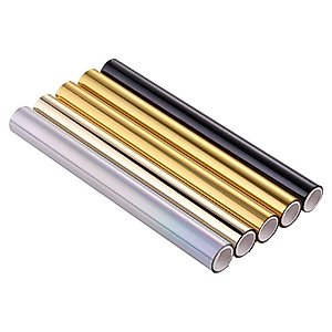 Transfer Foil Paper Bundle for Foil Quill/Heat Foil Pen/Hot Foil Stamping Machine,7.6inchx16.4ft Heat Transfer Foil Roll,5 Assorted Colors Hot Foil Roll Transfer Foil Roll for Craft Card Making