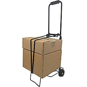ISOP Folding Light Hand Truck 2 Wheels - Luggage Trolley Shopping Cart | Portable Fold-Up Dolly Cart - Collapsible | 60 lb, Black Elastic Incl.