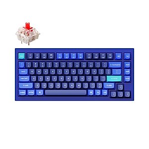 Keychron Q1 RGB Wired Custom Mechanical Keyboard, 75% Layout QMK/VIA Programmable Macro with Hot-swappable Gateron G Pro Red Switch Double Gasket Compatible with Mac Windows Linux (Blue) -Version 2