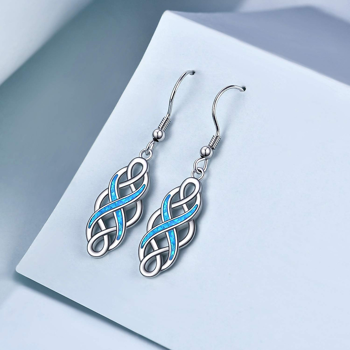 LUHE Celtic Earrings Sterling Silver Oxidized Good Luck Irish Vintage Celtic Knot Dangle Dangling Earrings Jewelry Dangles Gifts for Women