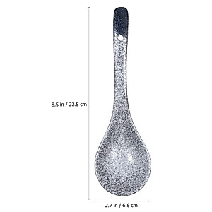 Happyyami Chinese Spoons Chinese Spoons 2 Pcs Ceramic Soup Spoons Japanese and Korean Ceramic Soup Spoons Handle Rice Spoons Asian Soup Spoon for Ramen Noodles Rice Ceramic Dishes Ceramic Dishes