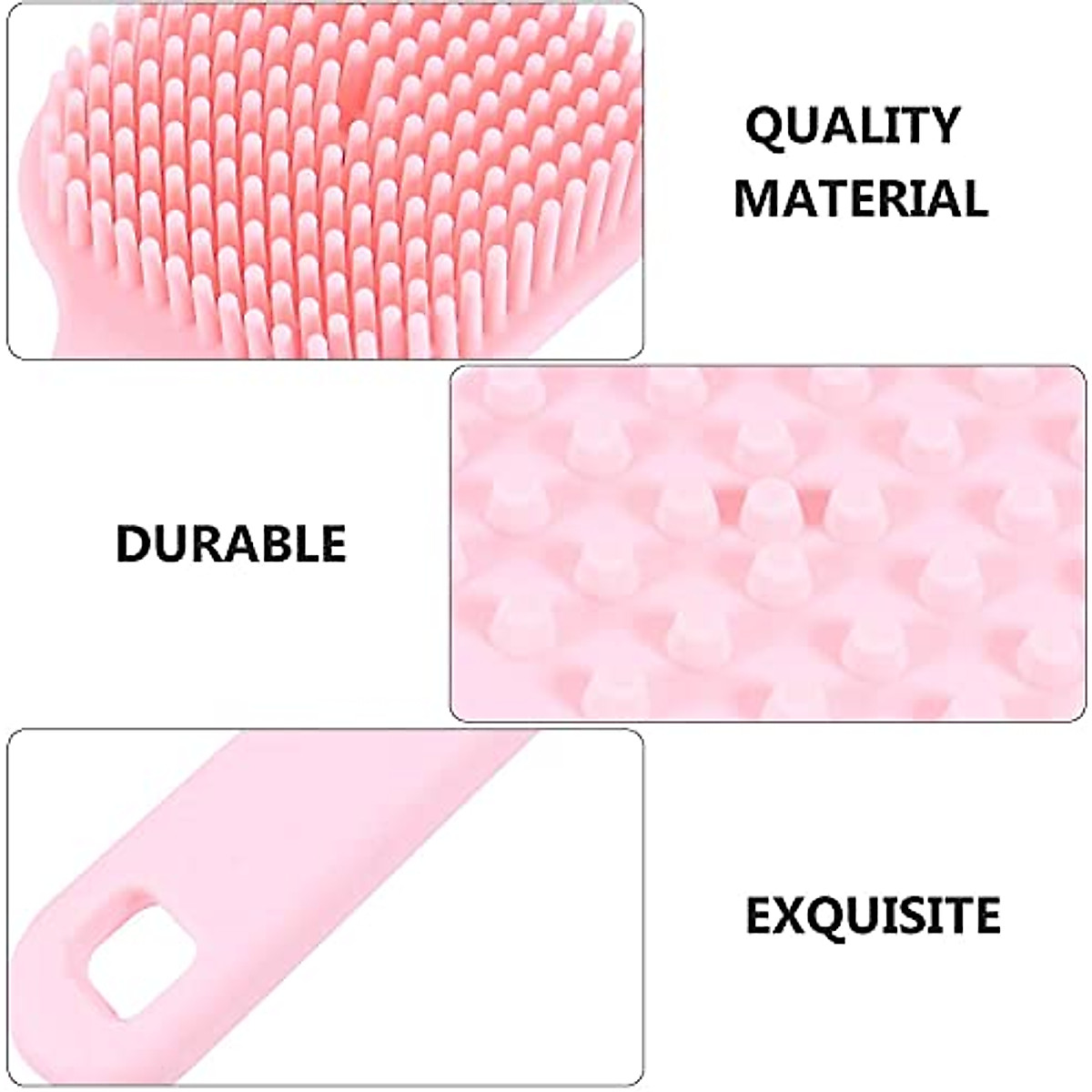 ZCX Body Brushes Silicone Bath Brush, Soft Bristles Body Shower Brush Back Brush Scrubber with Long Handle for Shower Body Brushes (Color : Pink)